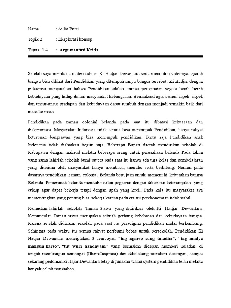 Tugas - Topik 1 Eksplorasi Konsep (Aulia Putri) | PDF