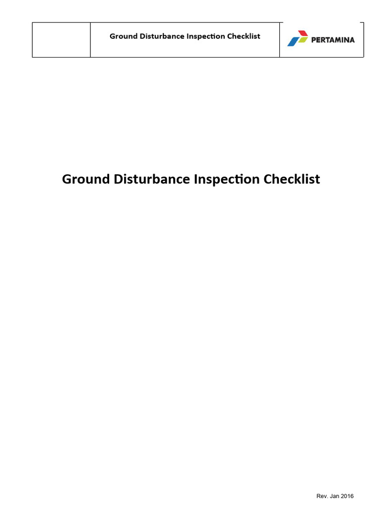 Appendix 4 Ground Disturbance Inspection Checklist | PDF