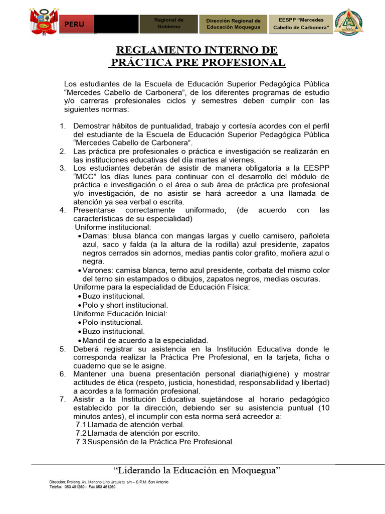 REGLAMENTO INTERNO | Descargar gratis PDF | Maestros