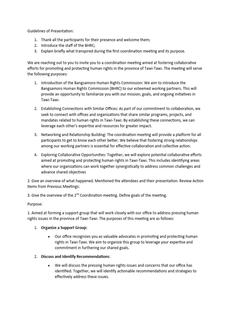 Guidelines of Presentation | PDF | Communication | Goal