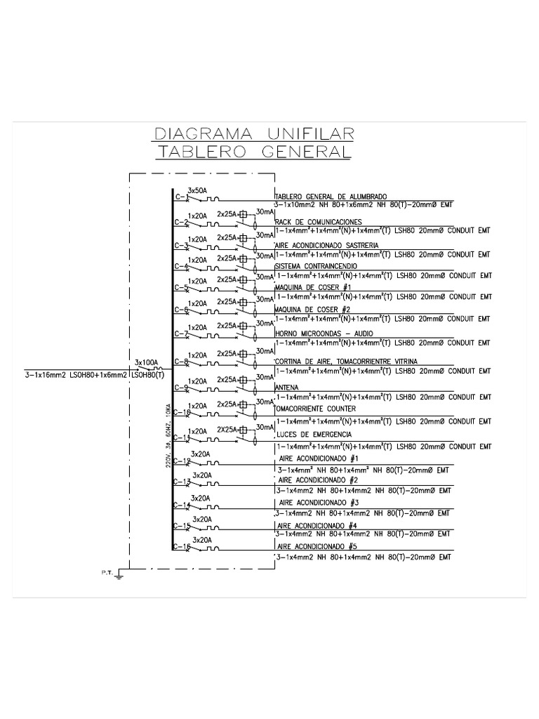 Diagrama Unifilar Tablero General | PDF
