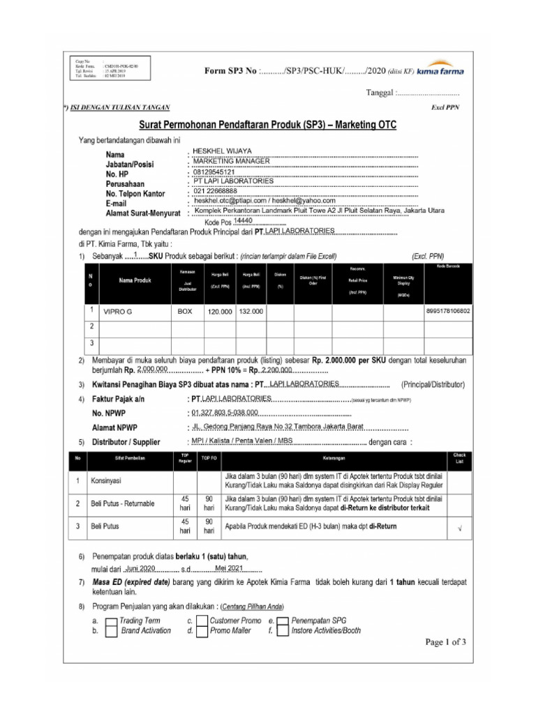Form SP3 Avail | PDF