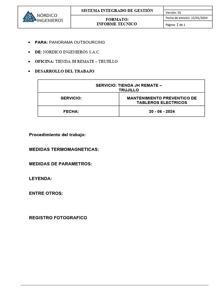 MODELO DE INFORME TECNICO | PDF