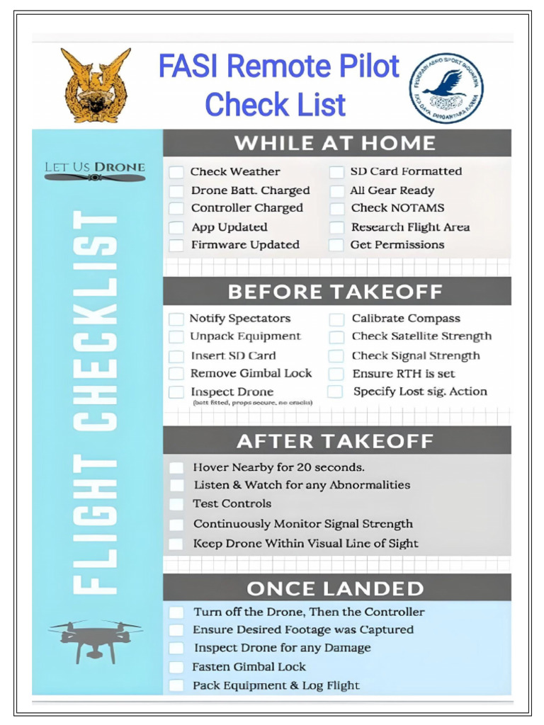 Ceklist Drone Pilot | PDF
