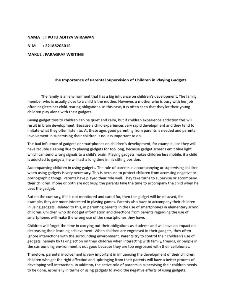 ESSAY PARAGRAPH WRITING ADITYA | PDF | Interpersonal Relationships ...