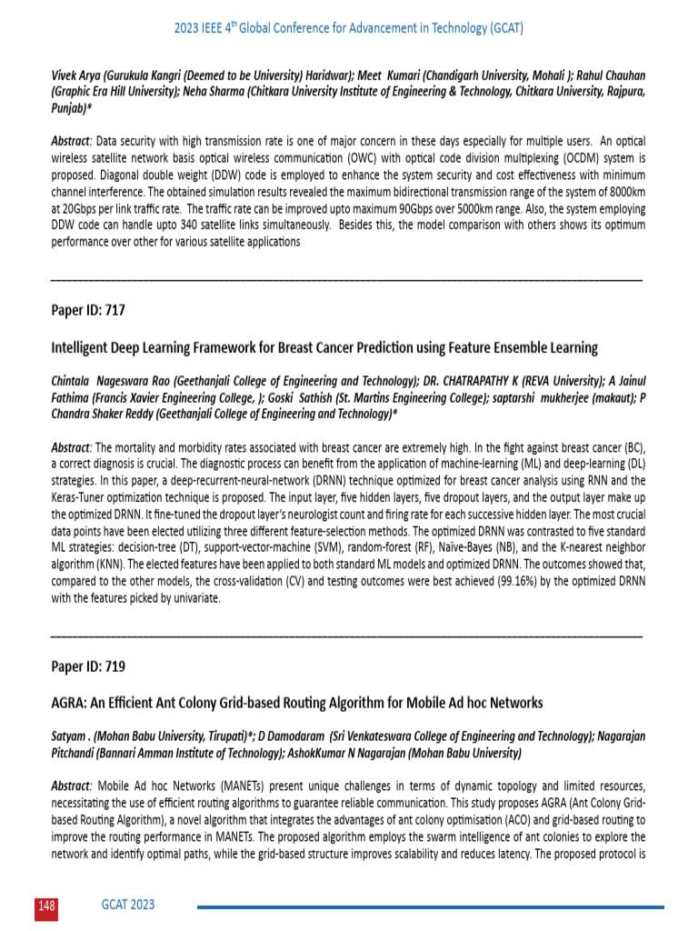 Paper Id 717 Intelligent Deep Learning Framework For Breast Cancer Prediction Using Feature