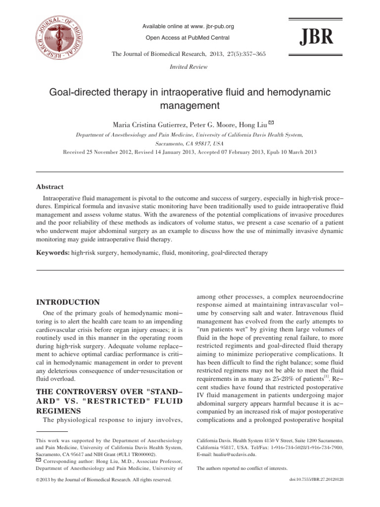 Intraoperative Fluid Management Strategies | PDF | Cardiovascular ...