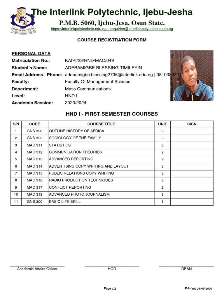 The Interlink Polytechnic, Ijebu-Jesha: P.M.B. 5060, Ijebu-Jesa, Osun State | PDF | Mass Media ...