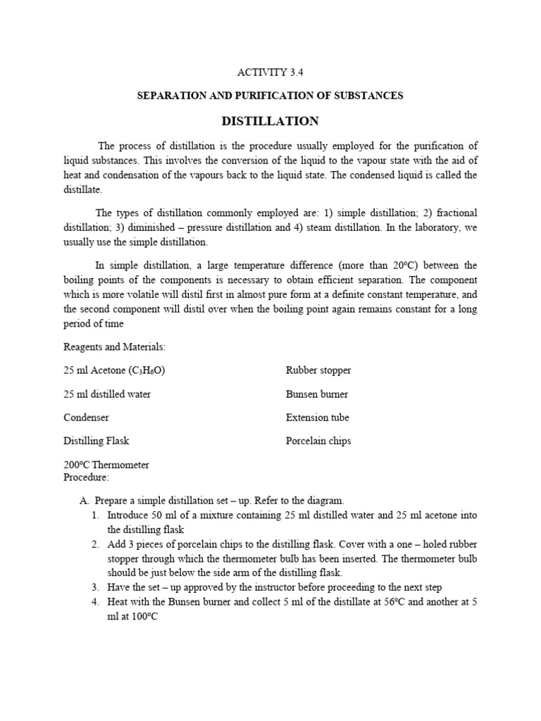 Activity 5d - Distillation | PDF | Distillation | Water