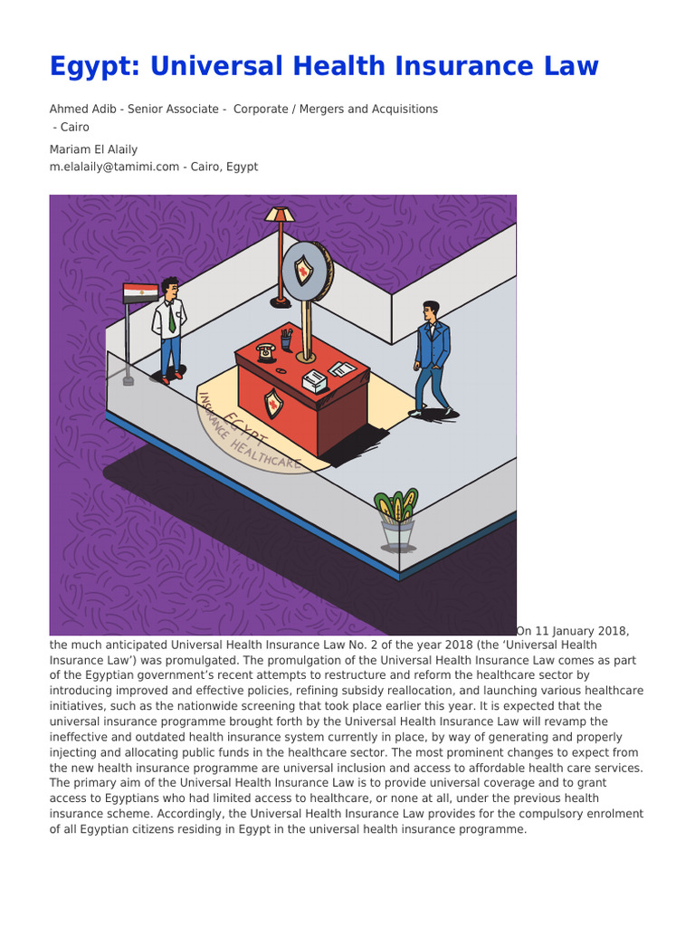 Egypt - Universal Health Insurance Law | PDF | Taxes | Universal Health ...