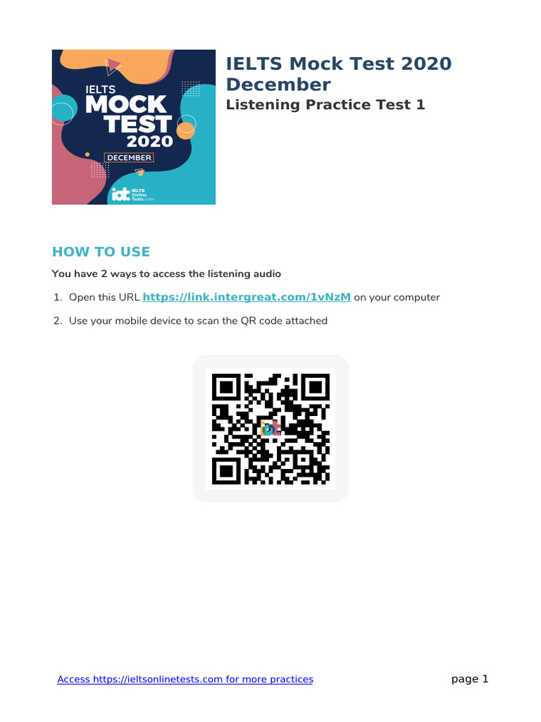 Ielts-Mock-Test-2020-December - Listening-Practice Date 3724 | PDF ...