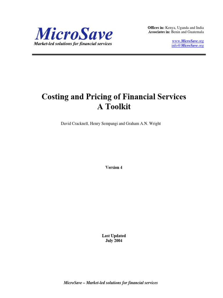 Costing - and - Pricing - of - Financial - Services Toolkit | PDF ...
