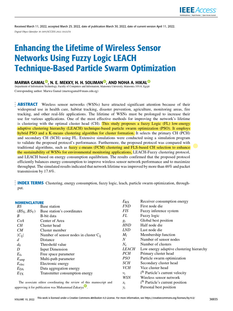 Enhancing The Lifetime of Wireless Sensor Networks Using Fuzzy Logic ...