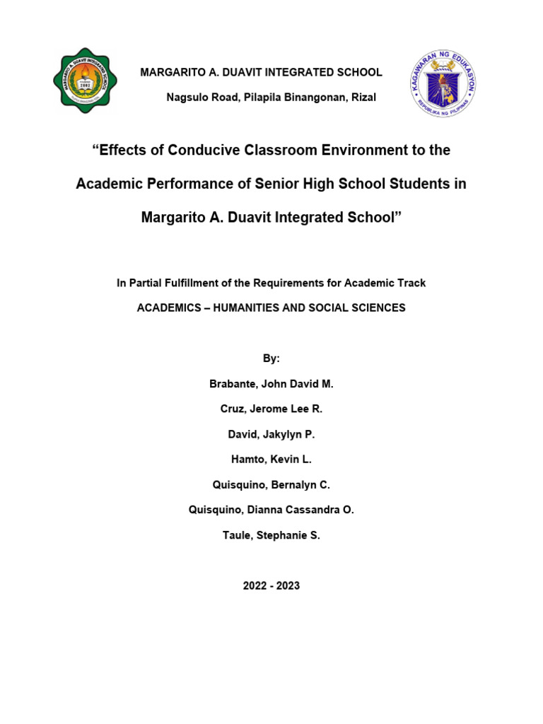 Revice 2 Effects of The Conducive Classroom Environment To The Academic ...
