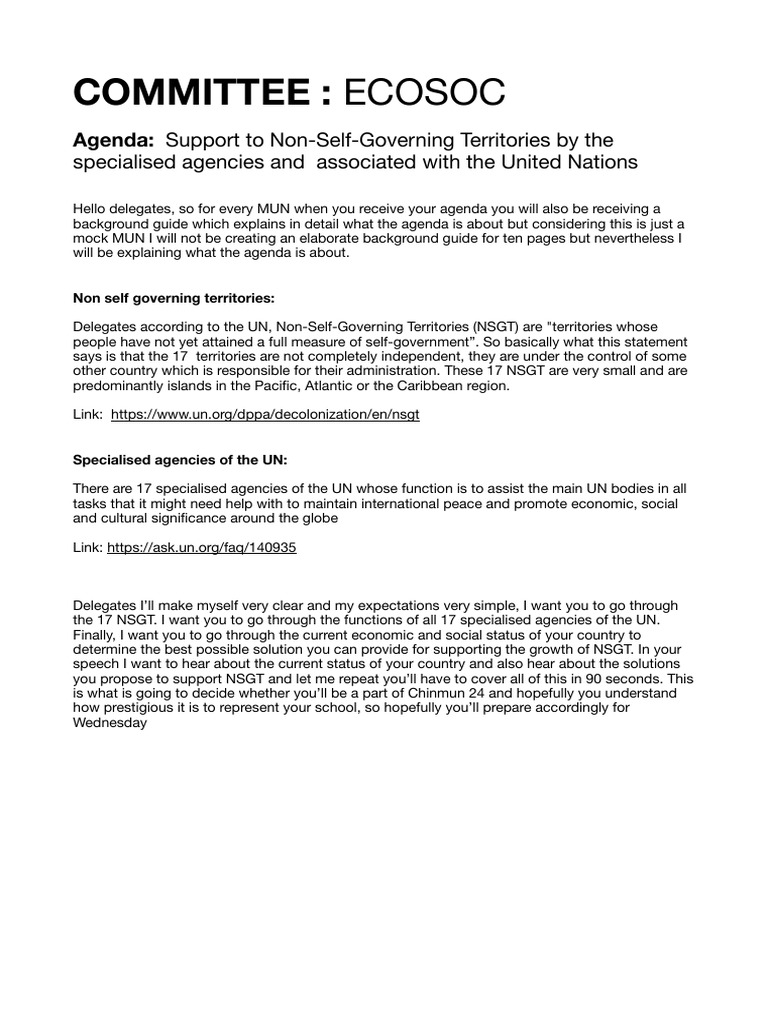 Mock Mun Background Guide | PDF | Politics | Social Science