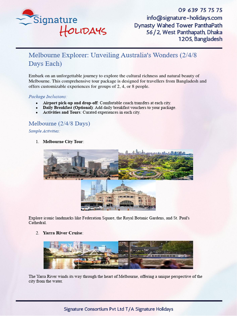 Melbourne Tour Package, Australia | PDF | Melbourne