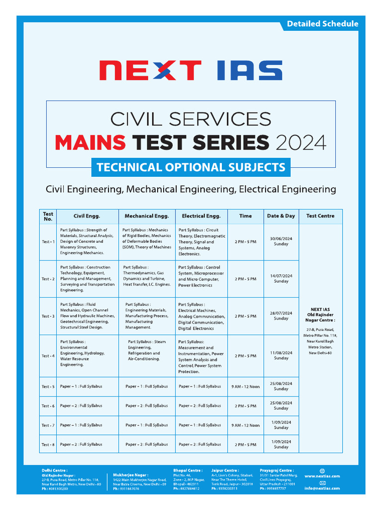 Civil Eng Optional Test Series Schedule | PDF