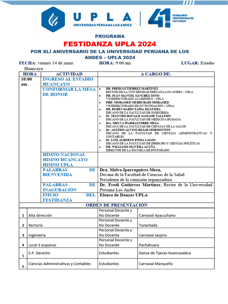 Programa Festidanza Upla 2024 | PDF