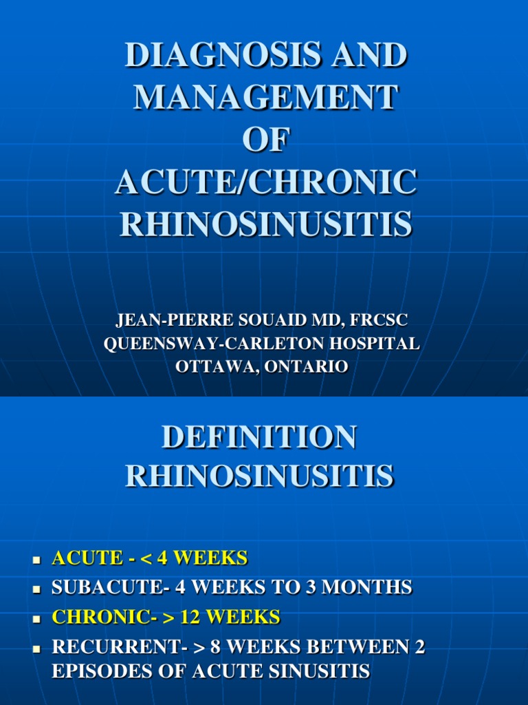 Diagnosis and Management OF Acute/Chronic Rhinosinusitis | Download ...