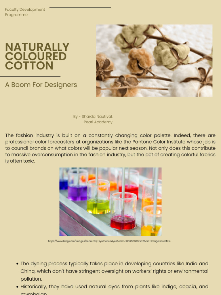 Naturally Coloured Cotton - FDP (AICTE) | PDF | Cotton | Textiles