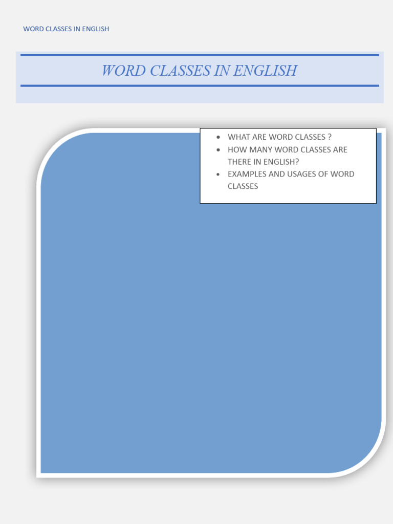 Word Classes | PDF | Part Of Speech | Noun