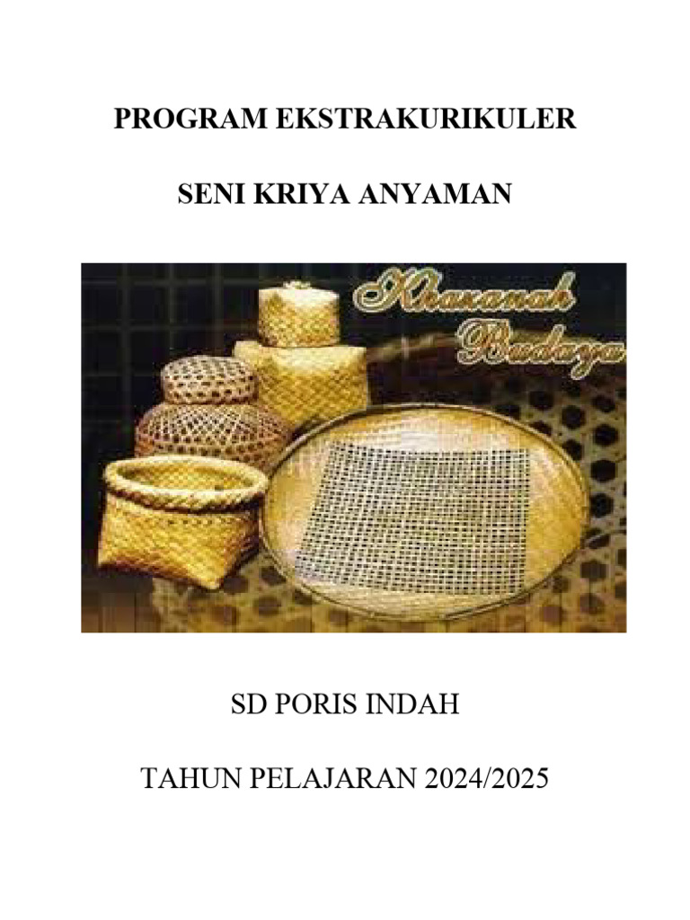 Program Ekstrakurikuler Seni Kriya Anyaman SD PI 2024 | PDF
