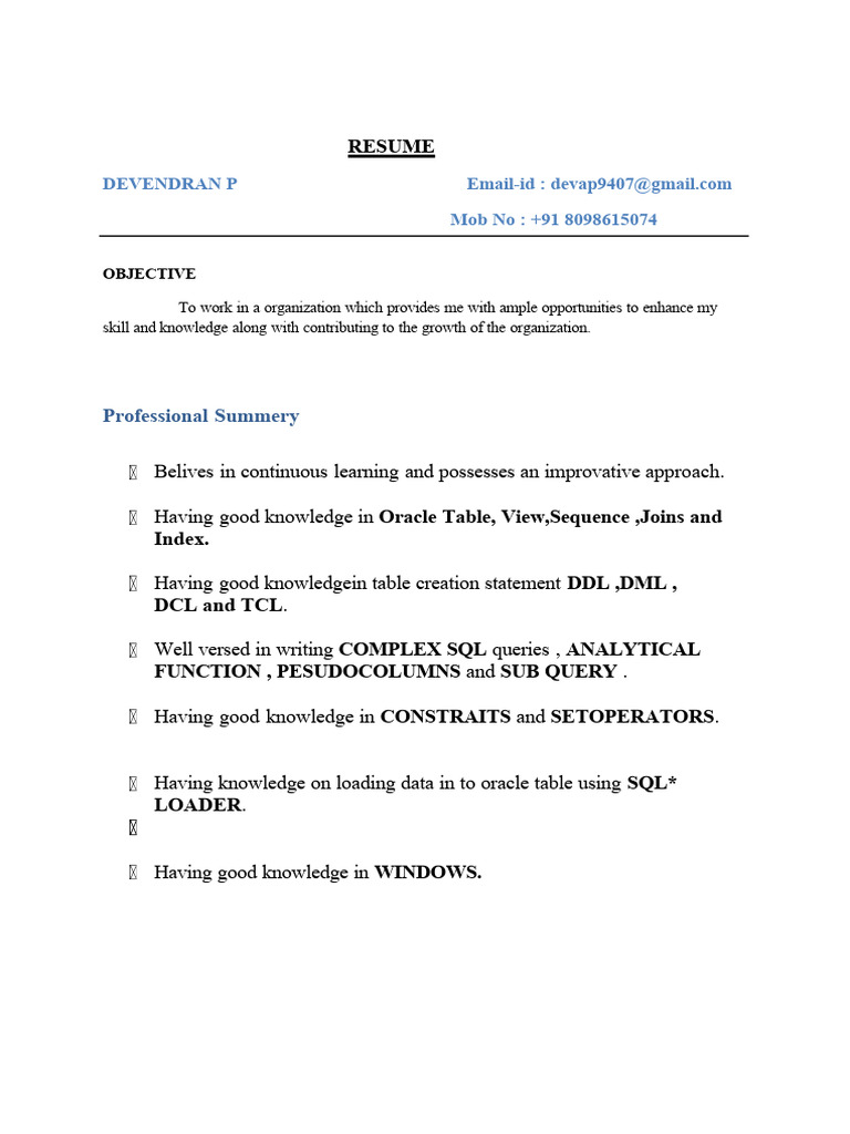 SQL Resume (1) | PDF | Sql | Data Management Software