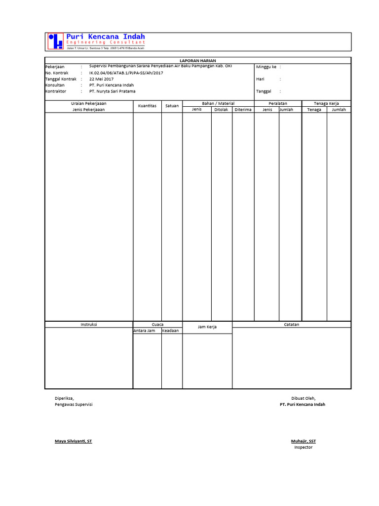 Form lap harian 1 | PDF