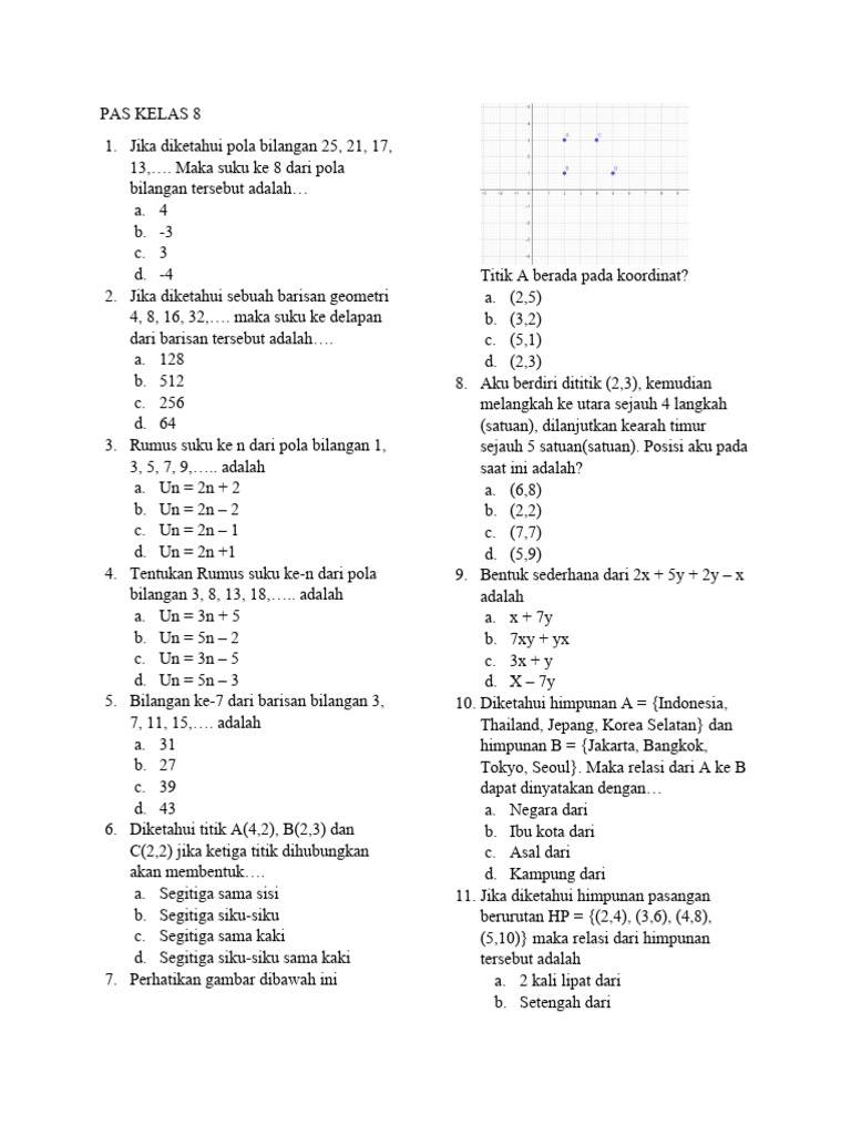 Soal Pas Kelas 8 | PDF