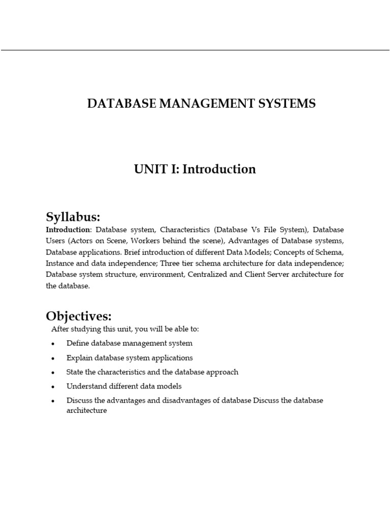 DBMS (R20) Unit - 1 | PDF | Databases | Relational Database
