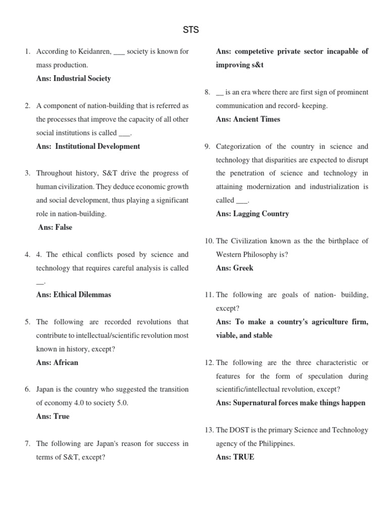 STS MIDTERM REVIEWER | PDF | Happiness | Science