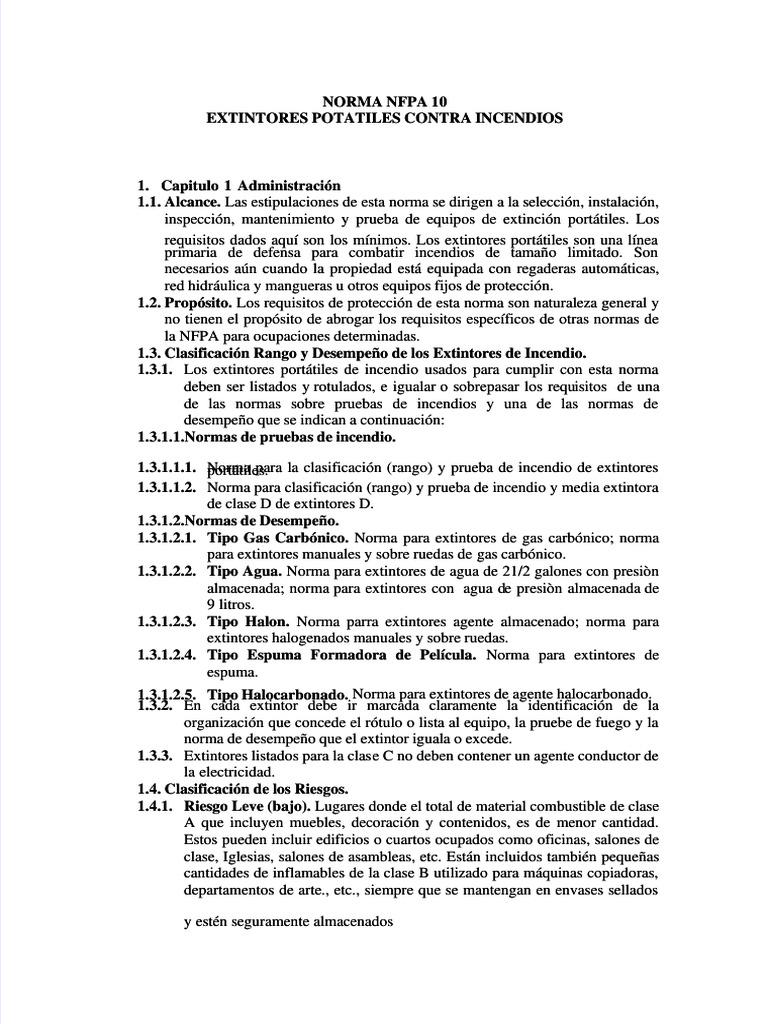 Norma NFPA 10: Extintores Portátiles | PDF | Agua | Presión