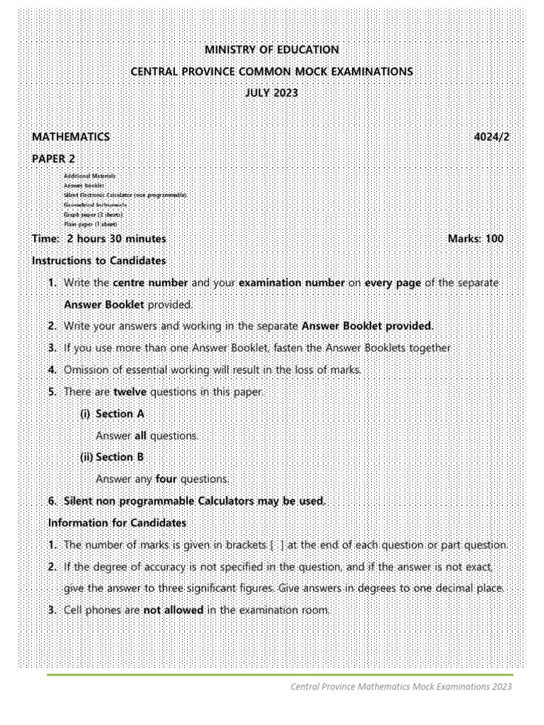 Grade 12 Paper 2 Maths Finalqpm 2023 | PDF | Numbers | Latitude
