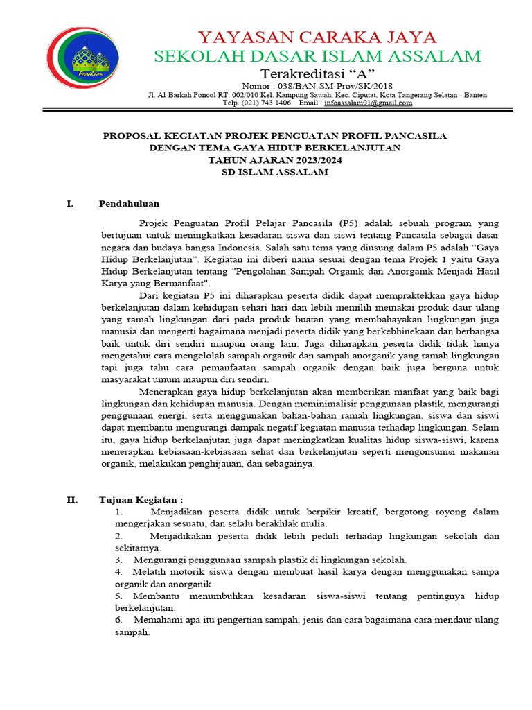 Proposal Kegiatan P5 | PDF