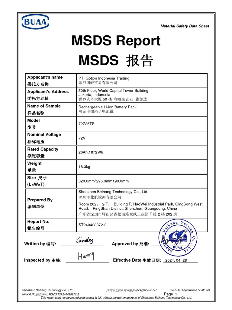 ST240428872 MSDS 2024 | PDF | Dangerous Goods | Personal Protective ...