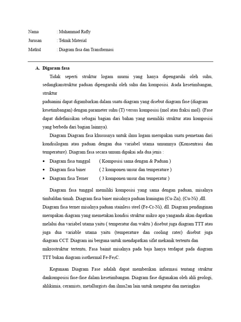 Diagram Fasa, Biner, Tener, Dan Transformasi Fasa | PDF | Metode ...