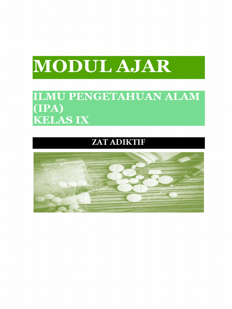 Modul Ajar Ipa Kelas Ix. Zat Adiktif | PDF