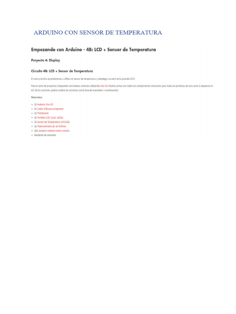 Arduino Con Sensor de Temperatura | PDF