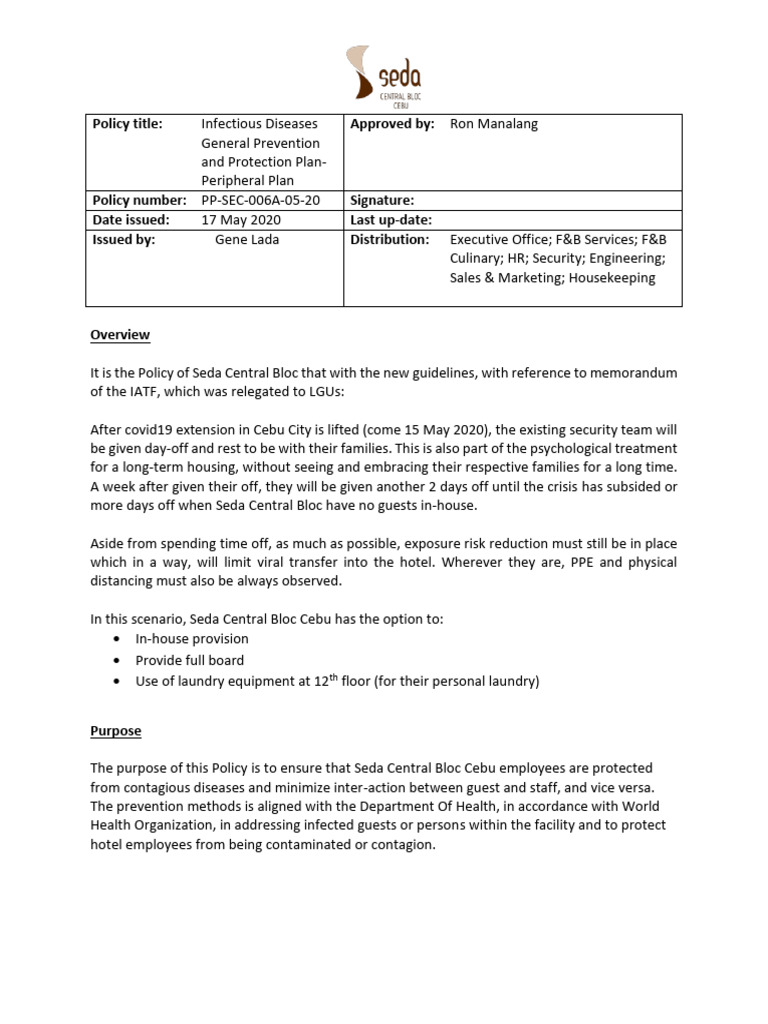 PP-SAF-006A-05-20 Covid19 Operations Plan For Prevention and Protection ...