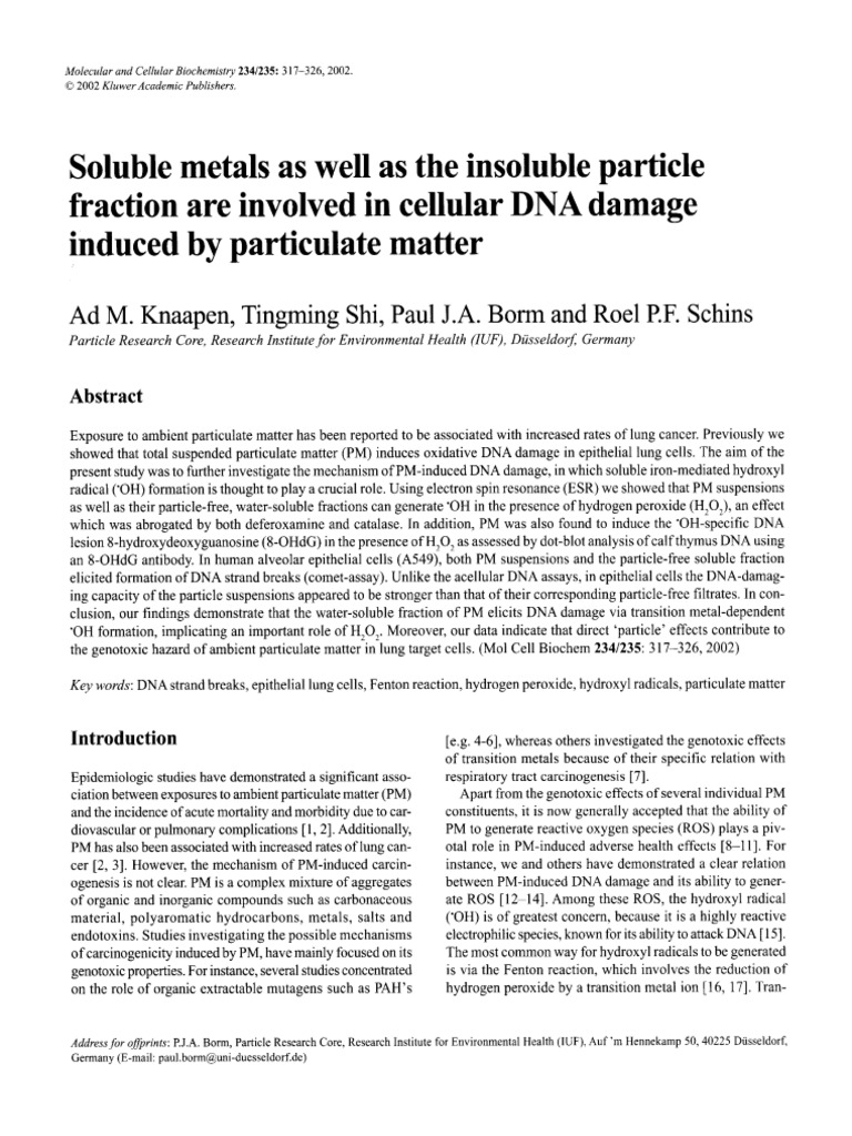 Soluble Metals As Well As The Insoluble Particle Fraction Are Involved ...