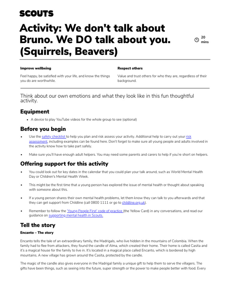 Activity We Dont Talk About Bruno We Do Talk About You | PDF | Feeling