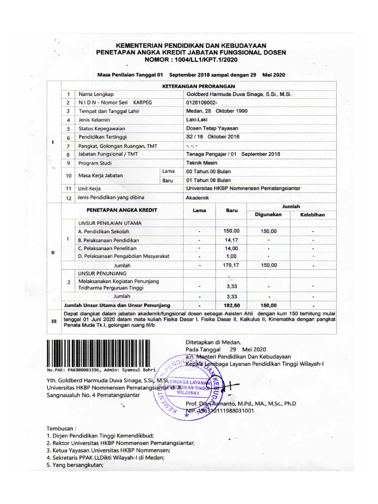3 Penetapan Angka Kredit Jafung Dosen | PDF