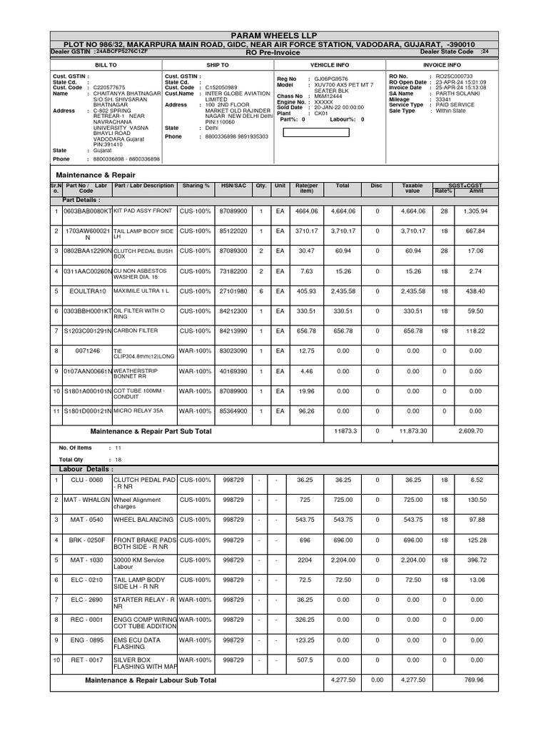 param wheel service quote | Download Free PDF | Car Body Styles | Land Vehicles