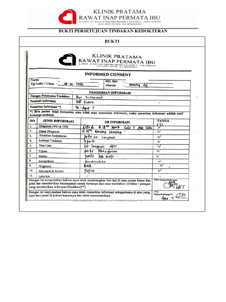 3.2.2.1 Bukti Pasien Atau Kel Mengetahui Rencana Asuhan | PDF