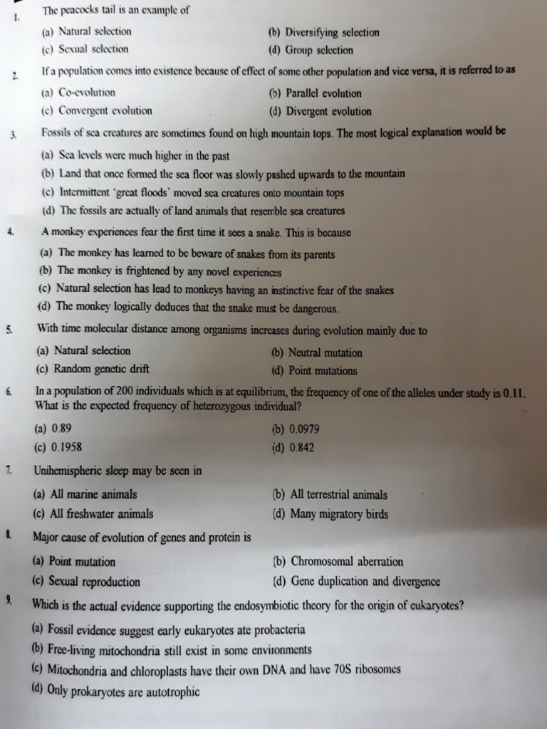 Evolution Test II - 09.02.22 | PDF | Evolution | Natural Selection