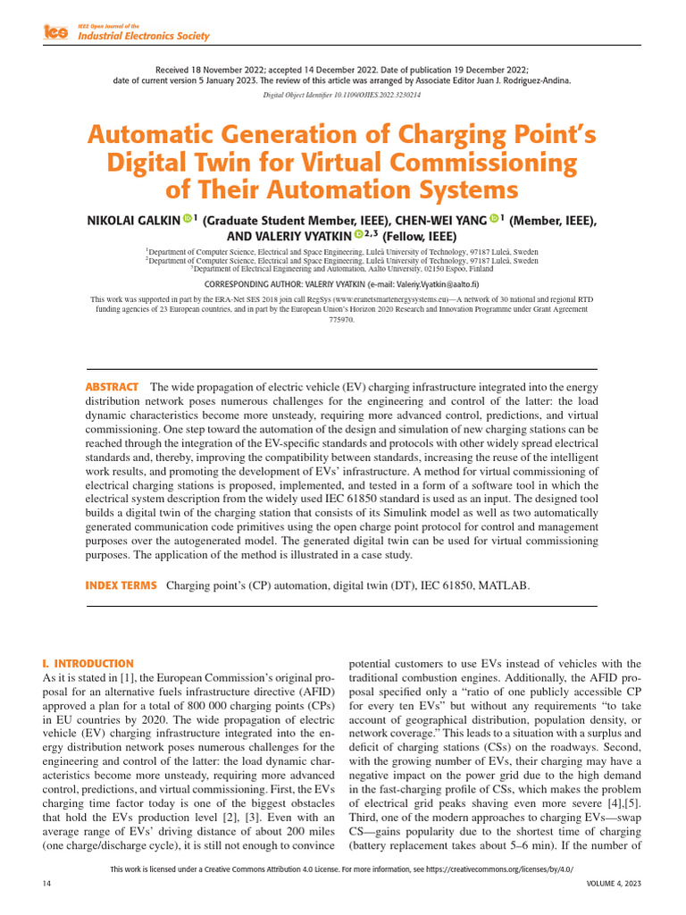 Automatic Generation of Charging Points Digital Twin For Virtual Commissioning of Their ...