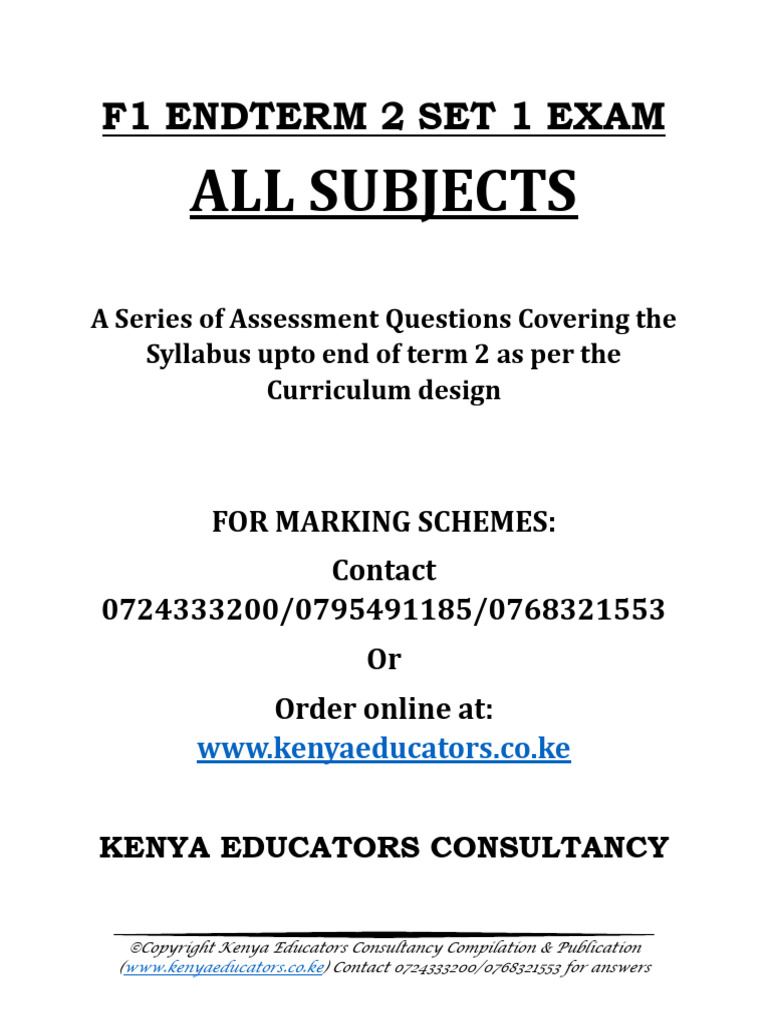 Form 1 Endterm 2 Set 1 (TM) Exams | PDF | Solubility | Ph