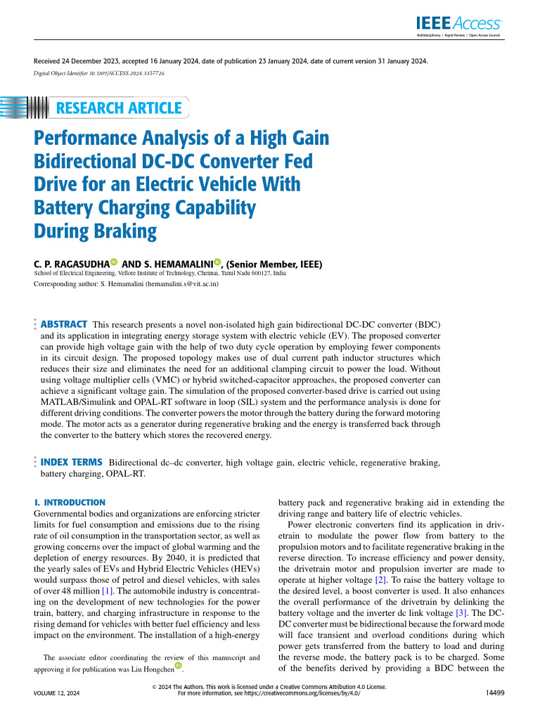 Performance Analysis of A High Gain Bidirectional DC-DC Converter Fed Drive For An Electric ...