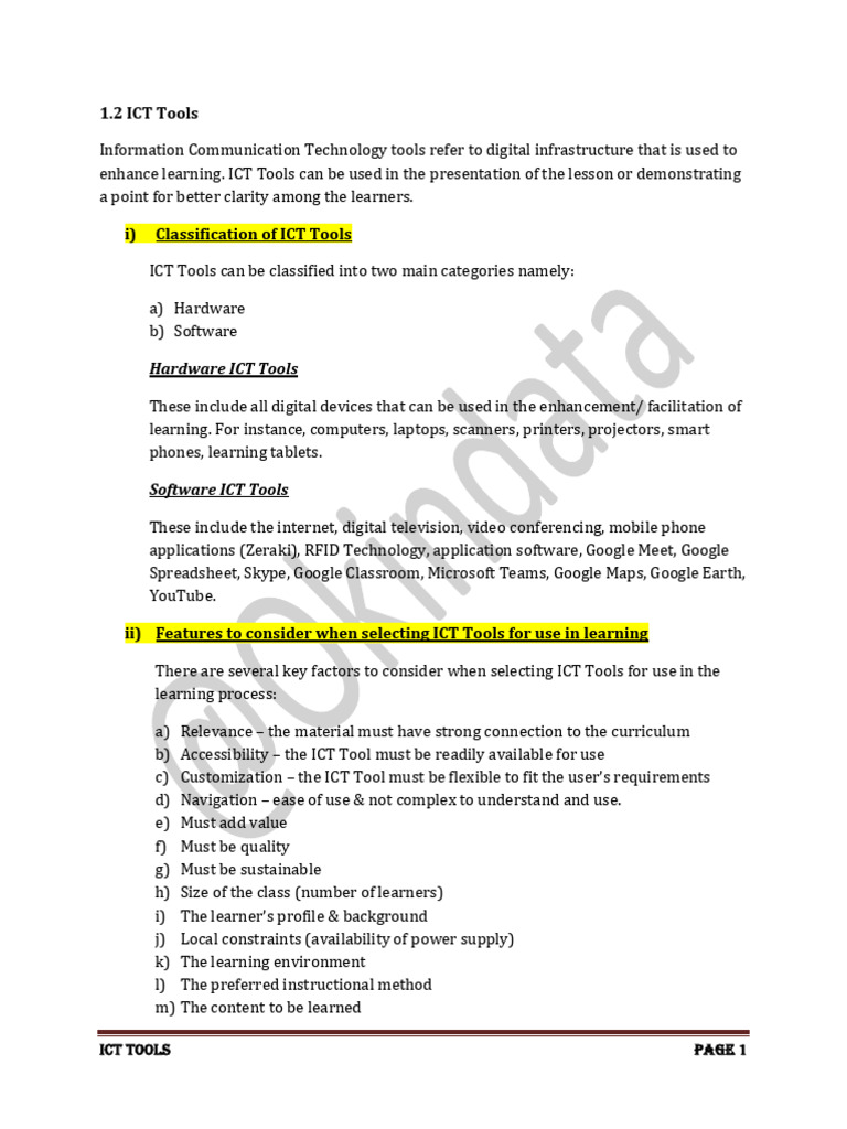 1.2 - ICT Tools | PDF | Educational Technology | Information And Communications Technology