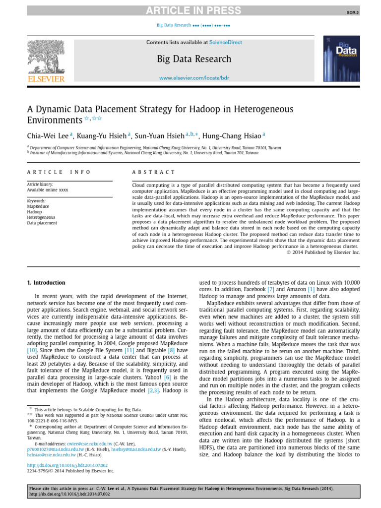 A Dynamic Data Placement Strategy | PDF | Apache Hadoop | Map Reduce